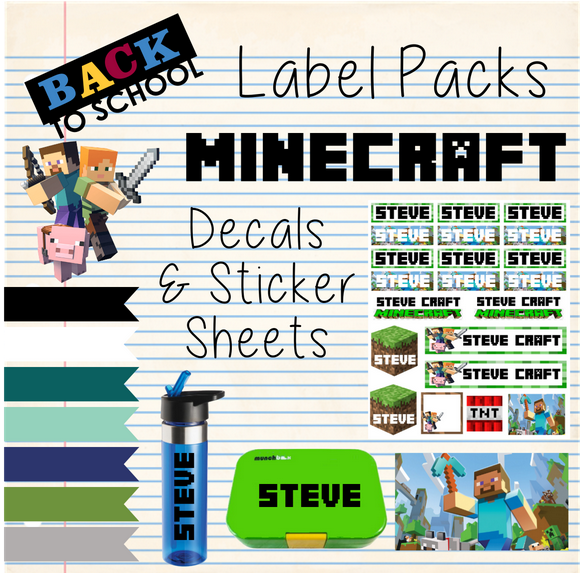 Minecraft - Back to School Sticker & Decal Pack – TeePee Designs